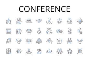 Meeting and conference line icons collection Vector Image