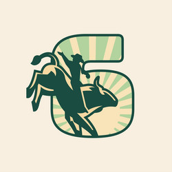 Number 1 rise sun sky rodeo cowboy Royalty Free Vector Image