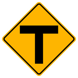 Warning signs side road junction on left on white Vector Image