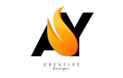 Creative golden letters ay a y logo with leading Vector Image