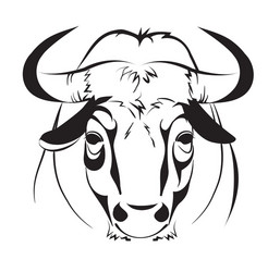 Head an evil bull with a ring in its nose Vector Image
