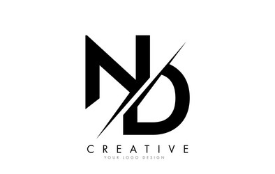 Handwritten nd n d letter logo with sparkling Vector Image
