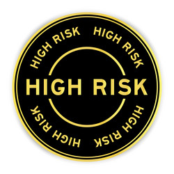 Red color peel sticker label with word high risk Vector Image