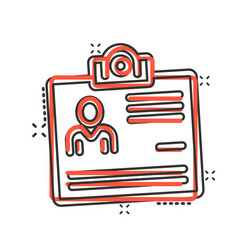 Id card icon in comic style identity tag cartoon Vector Image