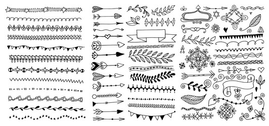 Set of hand drawing page dividers borders Vector Image