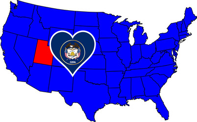 Utah state map and flag Royalty Free Vector Image