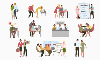 Flat harassment work infographics Royalty Free Vector Image