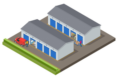 Isometric exterior of a modern storage room Vector Image