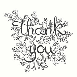 Thank you hand lettering and doodles elements Vector Image