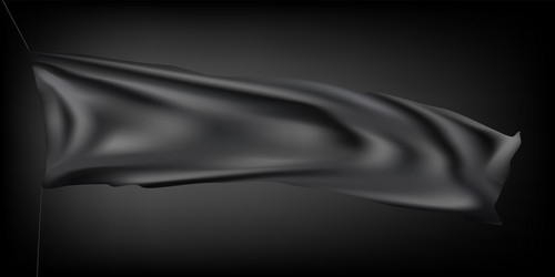 Black flag waving in wind on flagpole isolated Vector Image