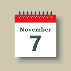 Icon day date 7 november template calendar page Vector Image