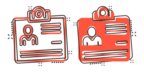 Id card icon in comic style identity tag cartoon Vector Image