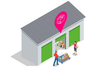 Night workshop interior in garage storage room Vector Image
