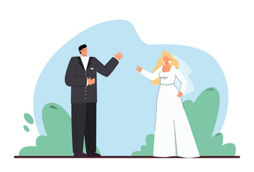 Cartoon bride and groom getting married Royalty Free Vector