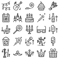 Celebration flat icon set isolated on white Vector Image