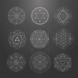 Sacred geometry set on black background Royalty Free Vector