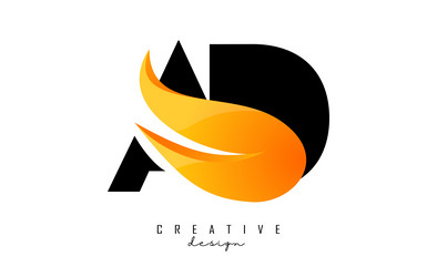 Ad a d letter logo design with a creative cut Vector Image