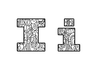 Letter I Coloring Book for Adults Vector Image Vector Images (22)