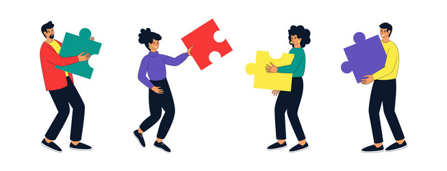 People team work business puzzles partners Vector Image People team work business puzzles partners Vector Image