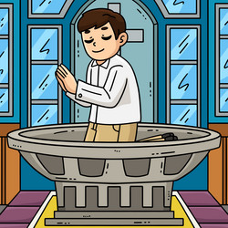 Baptism baby being baptized cartoon clipart Vector Image