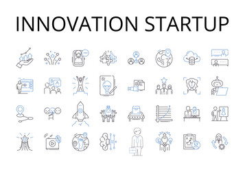 Innovation startup line icons collection creative Vector Image
