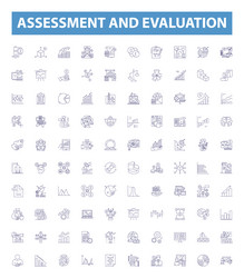 Assessment and evaluation line icons signs set Vector Image