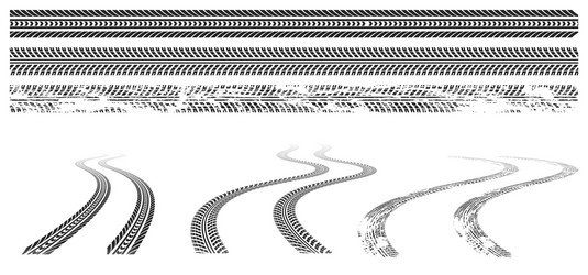 Off road tire track trail print texture Royalty Free Vector