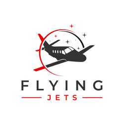 Flying jet transportation logo Royalty Free Vector Image
