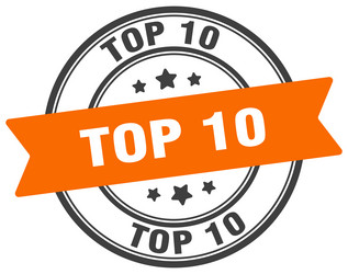 Top 10 stamp top 10 label on transparent Vector Image