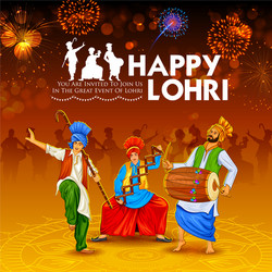 Happy lohri holiday background for punjabi Vector Image