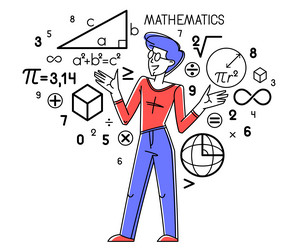 Mathematics education with student learning math Vector Image