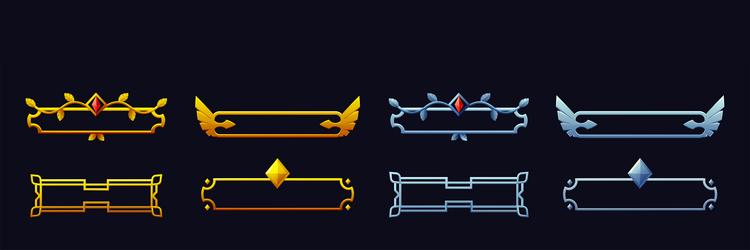 Golden fantasy game border ui button frame design Vector Image