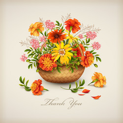 Floral spring thank you pink flowers card Vector Image