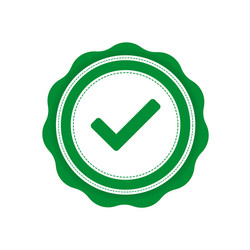 Ribbon with blue verification label on white Vector Image