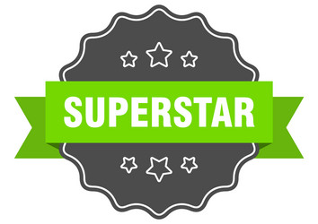Superstar round green sticker isolated on white Vector Image