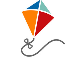 Cute kite flying icon Royalty Free Vector Image