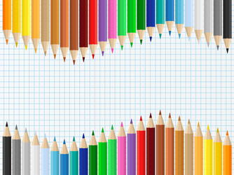 Rainbow of pencils on paper sheet background Vector Image
