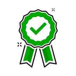 Ribbon with blue verification label on white Vector Image