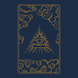 Tarot aesthetic golden card with the third eye Vector Image