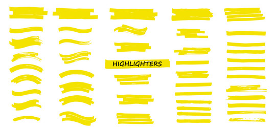 Highlight marker yellow underline lines Royalty Free Vector