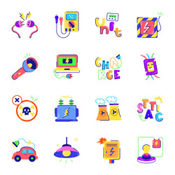 Pack of flat current stickers Royalty Free Vector Image