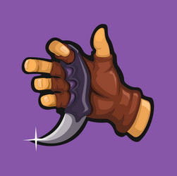 Hand hold karambit weapon cartoon Royalty Free Vector Image