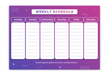 Green weekly planner schedule template monday Vector Image