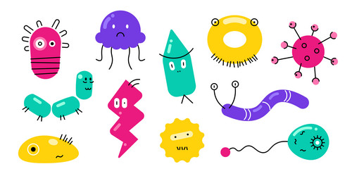 Virus bacteria diplococcus streptococcus Vector Image