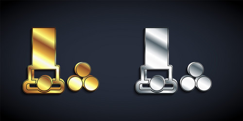 Gold and silver bullet icon isolated on black Vector Image
