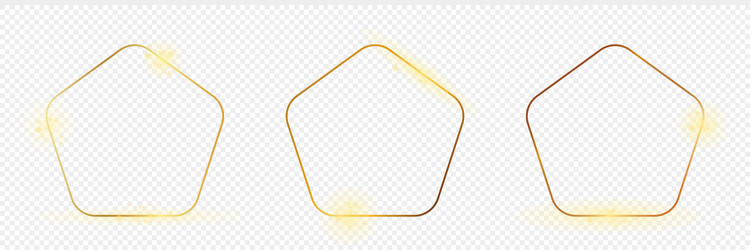 Gold glowing rounded pentagon shape frame Vector Image