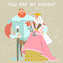 Cartoon characters knight and princess in love Vector Image