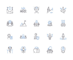 Leadership outline icons collection lead manager Vector Image