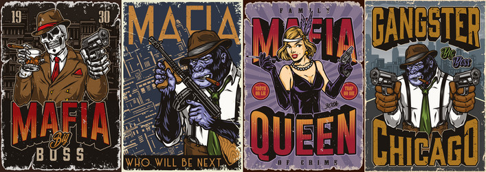 Mafia and gangsters set Royalty Free Vector Image