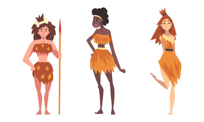 Primitive people character from stone age and Vector Image
